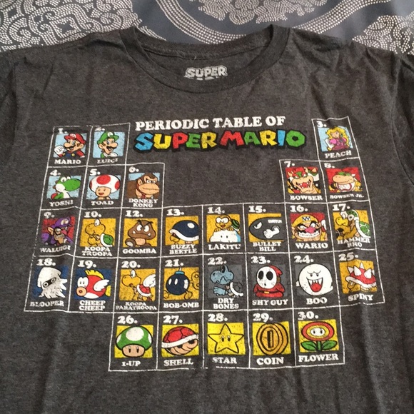 Nintendo | Shirts | Periodic Table Of Super Mario Tshirt | Poshmark